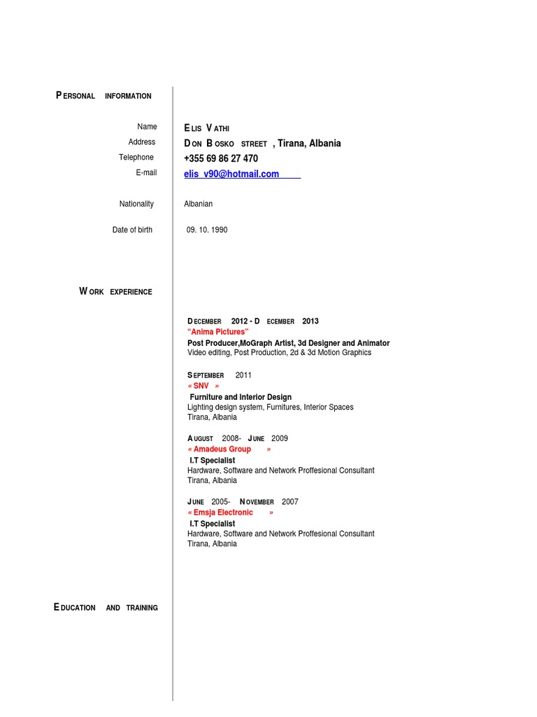 CV - Elis Vathi | PDF