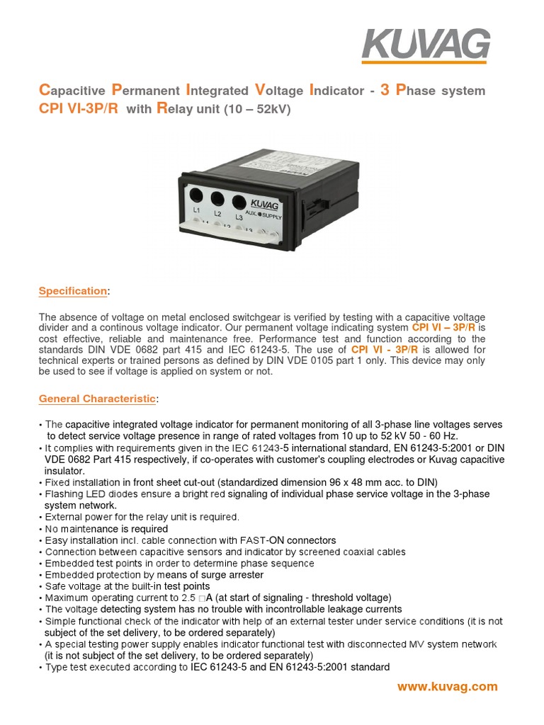 KUVAG Indicating System CPI VI-3P R (10-52kV) | Voltage