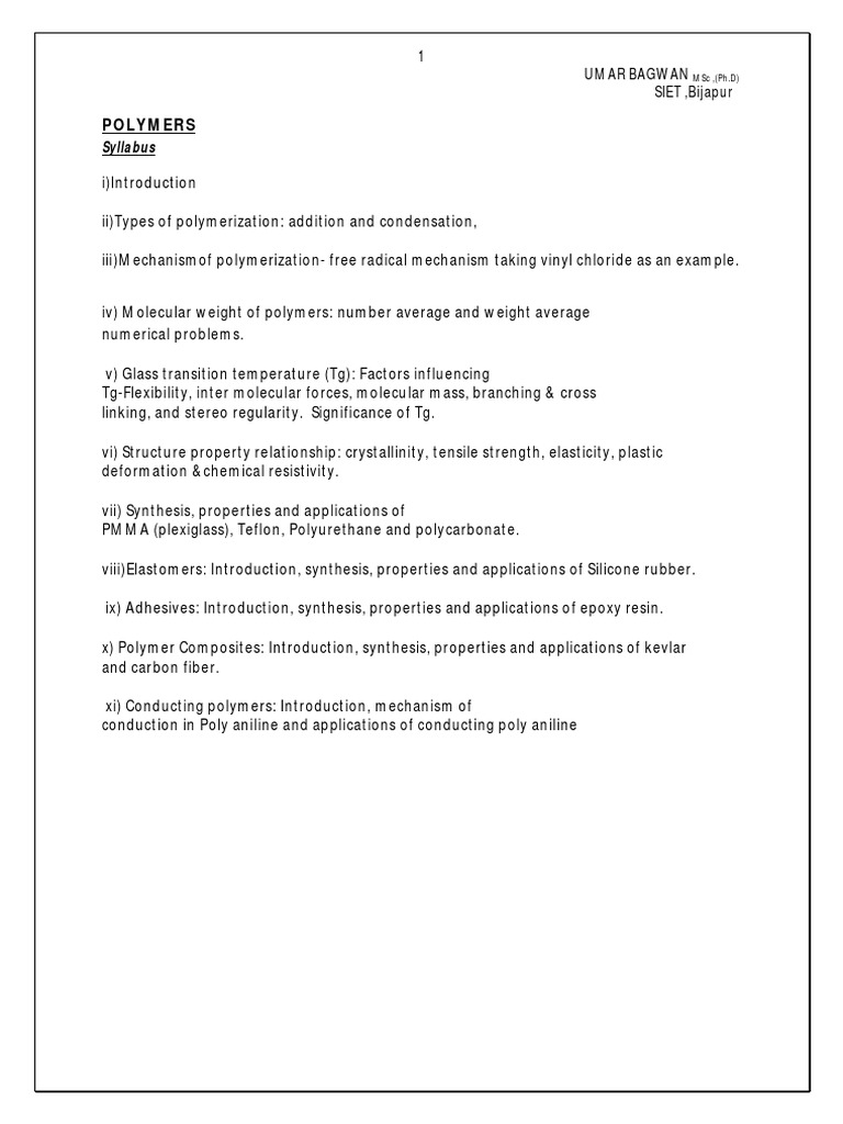 Polymer Notes | Polymerization | Polymers