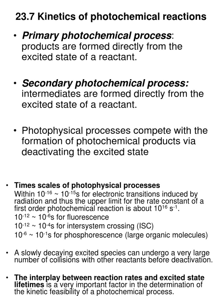 Kinetics of Photochemical reaction.... | Photochemistry | Chemical ...