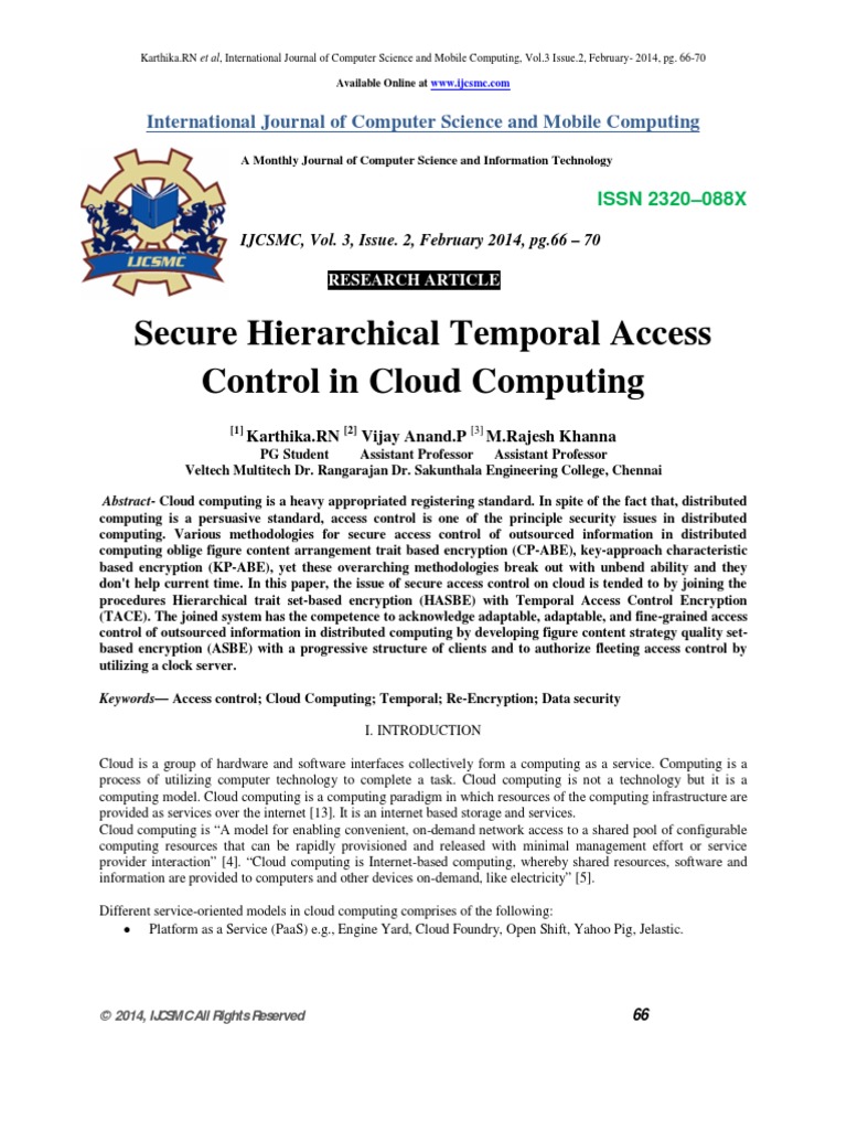 Secure Hierarchical Temporal Access Control in Cloud Computing | PDF | Key (Cryptography ...