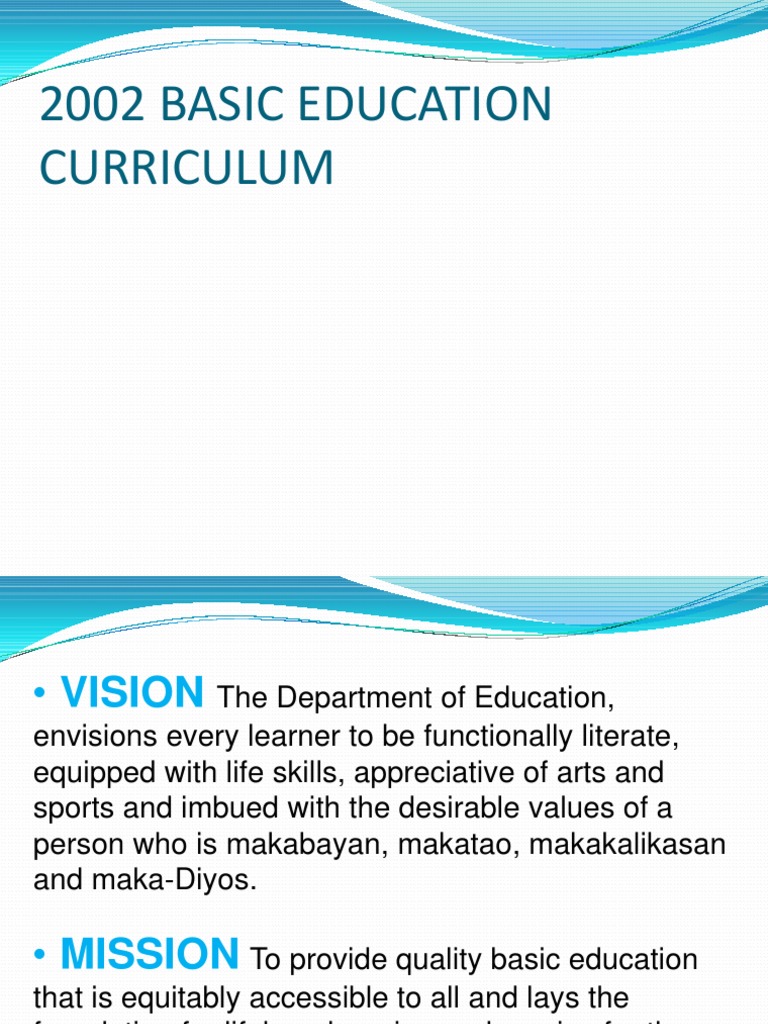 2002 Basic Education Curriclum PDF Education Theory Curriculum