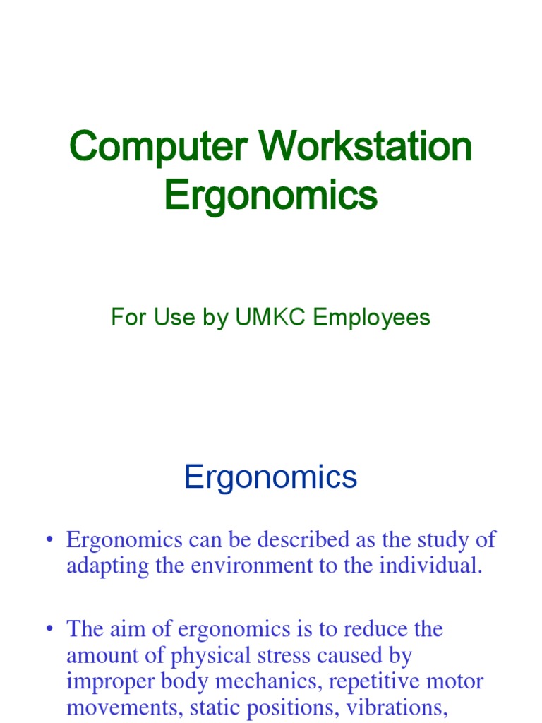 Computer Workstation Ergonomics: For Use by UMKC Employees | PDF ...