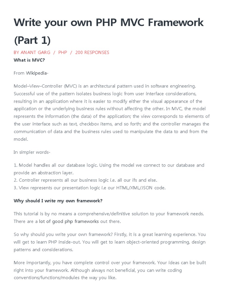 Write Your Own PHP MVC Framework | PDF | Data Management | Software