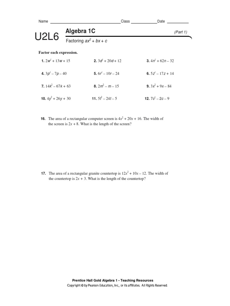 Algebra 1 Factoring Practice | PDF | Science & Mathematics | Computers