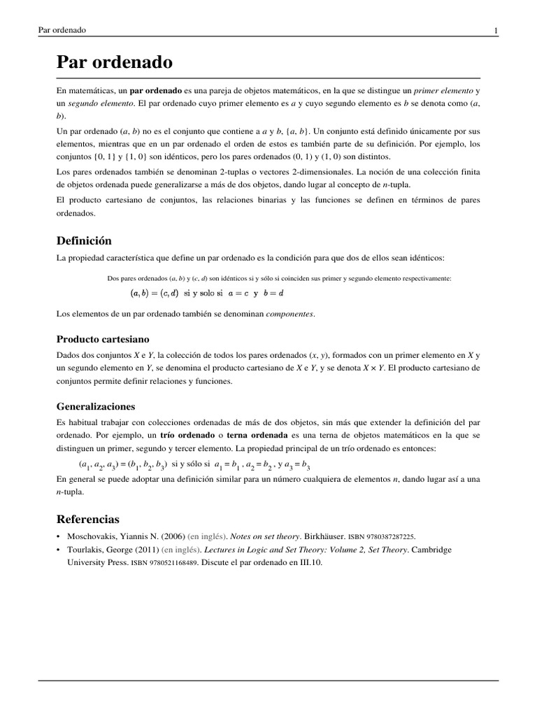 Par Ordenado PDF | PDF | Conjunto (Matemáticas) | Sistema de ...