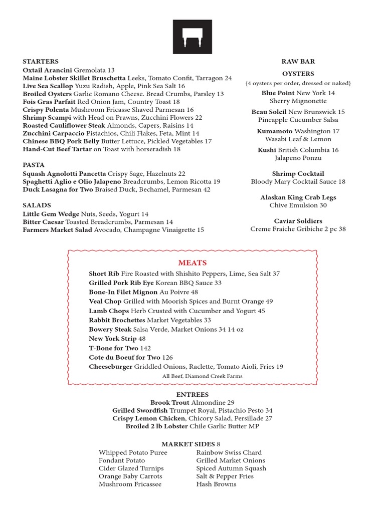 Upscale Restaurant Menu Highlights | PDF