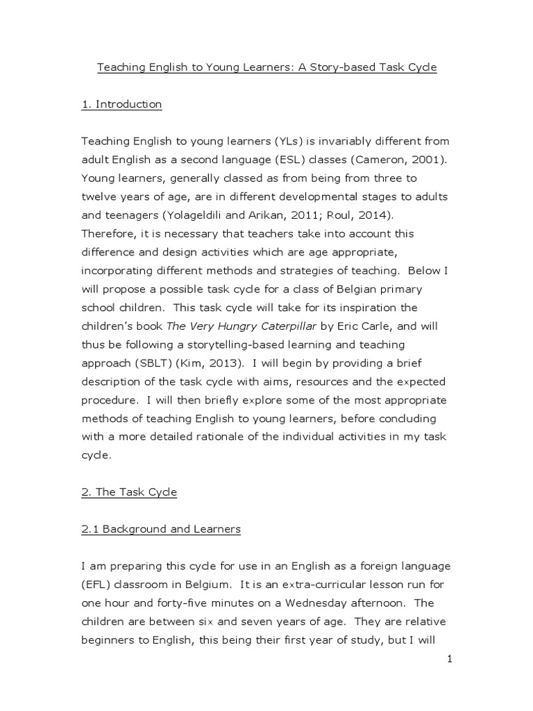 Teaching English To Young Learners - A Story-Based Task Cycle | PDF ...