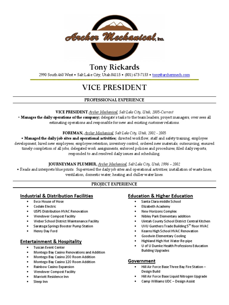 Tony Rickards Resume | PDF | Utah | Nature