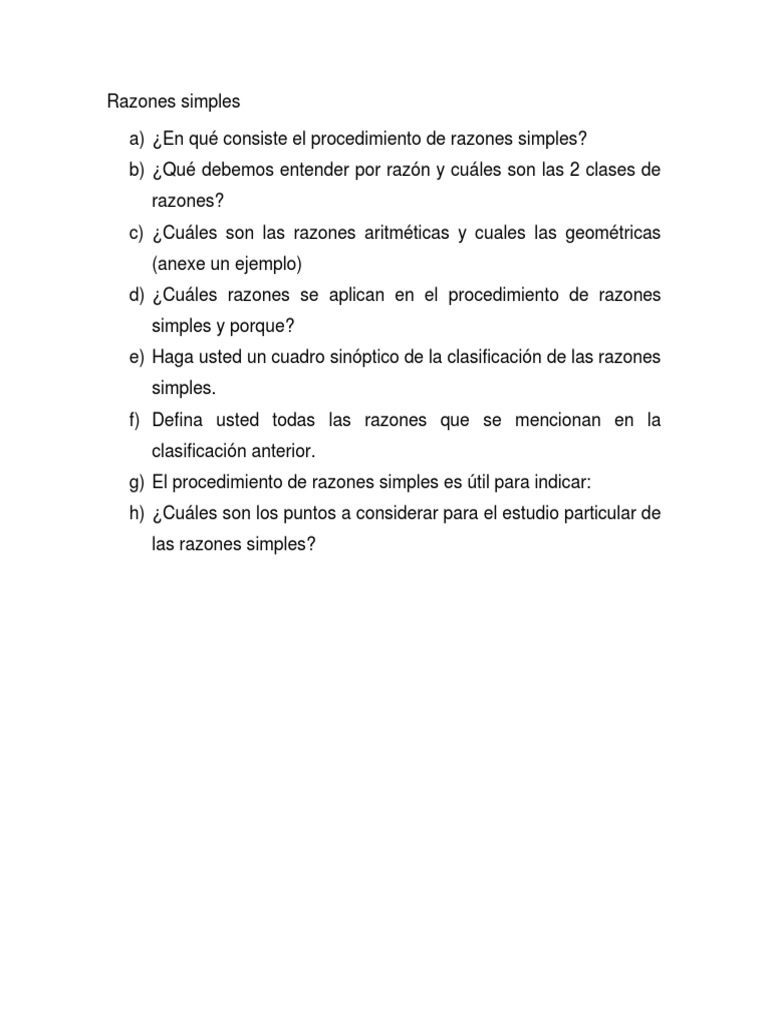 Razones Simples | PDF | Aritmética | Proporción