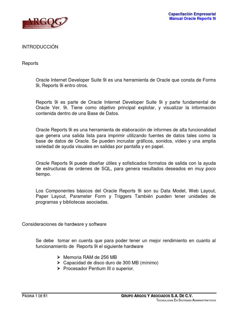 Curso Oracle Reports 9i | PDF | HTML | Point and Click