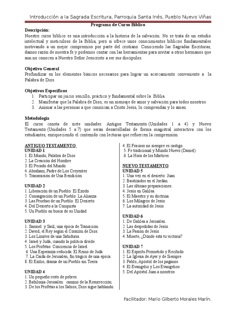 Programa de Curso Bíblico | PDF | Biblia | Textos Religiosos