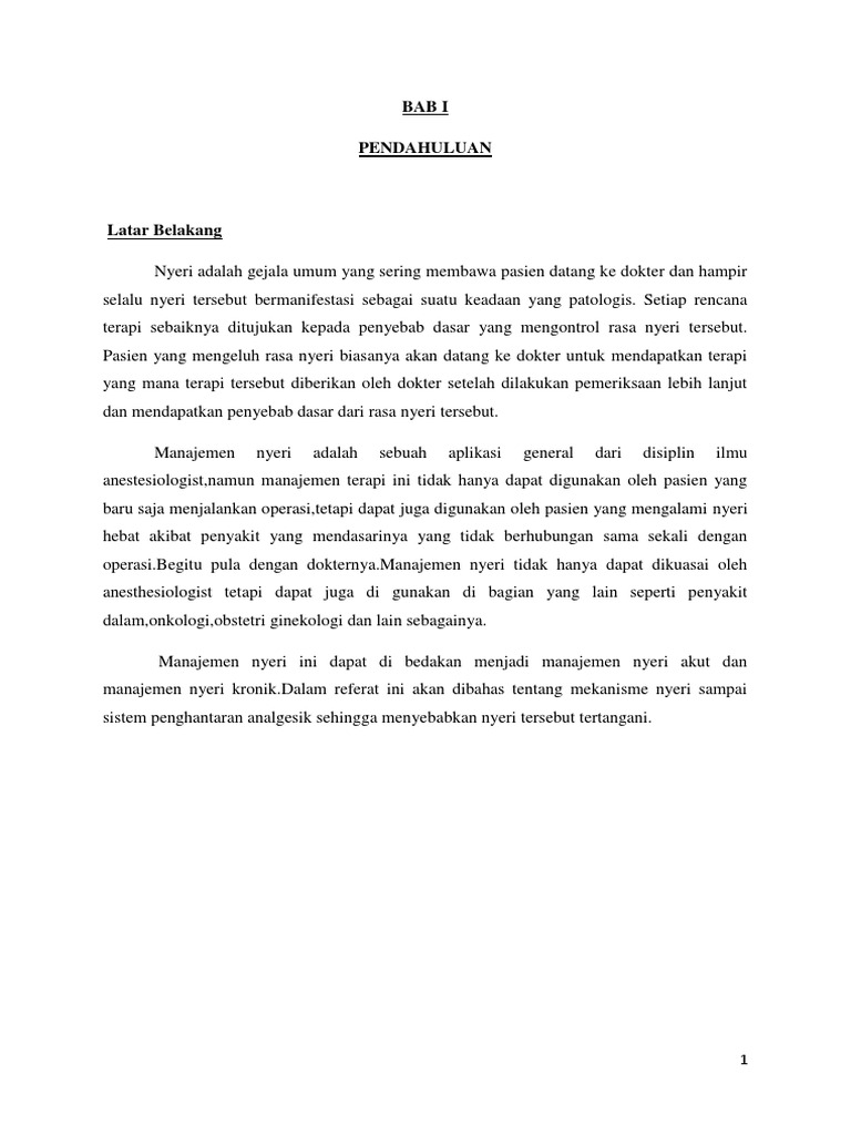 Manajemen Nyeri Akut Post Operasi | PDF