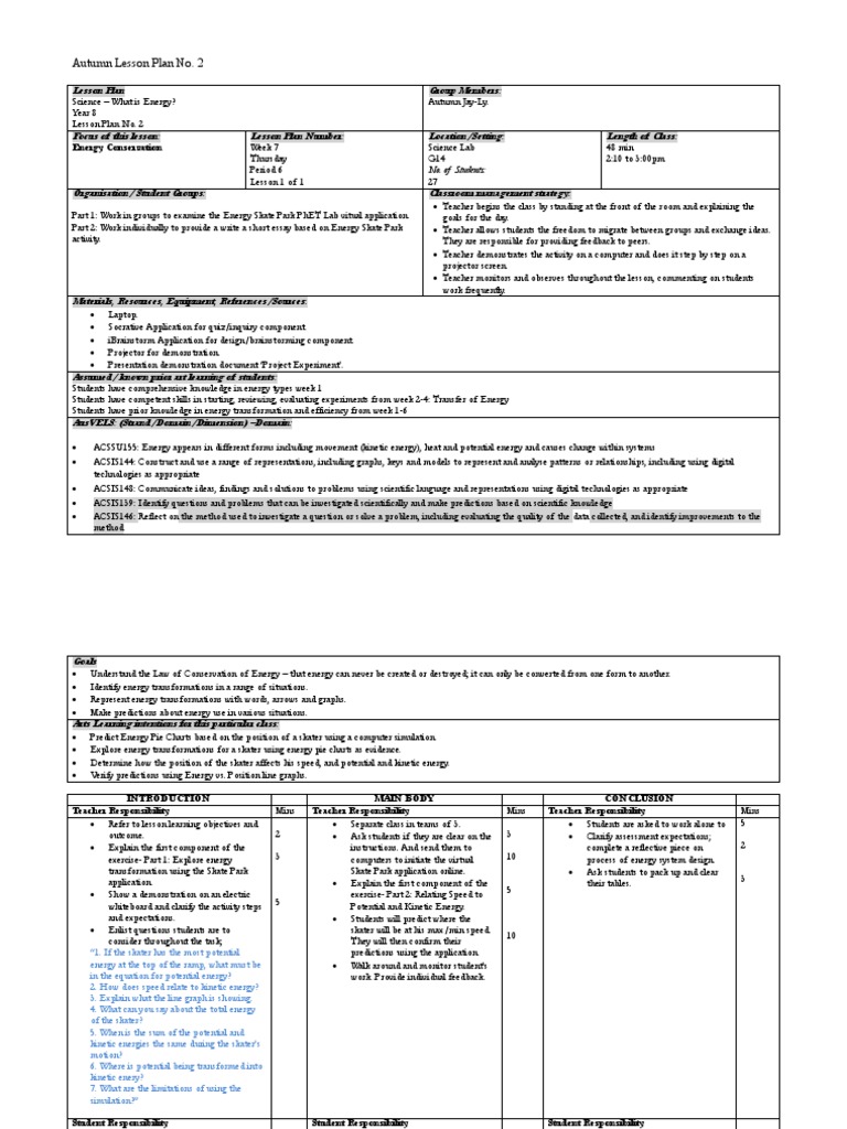 Energy Conservation Lesson Plan | PDF | Lesson Plan | Educational ...