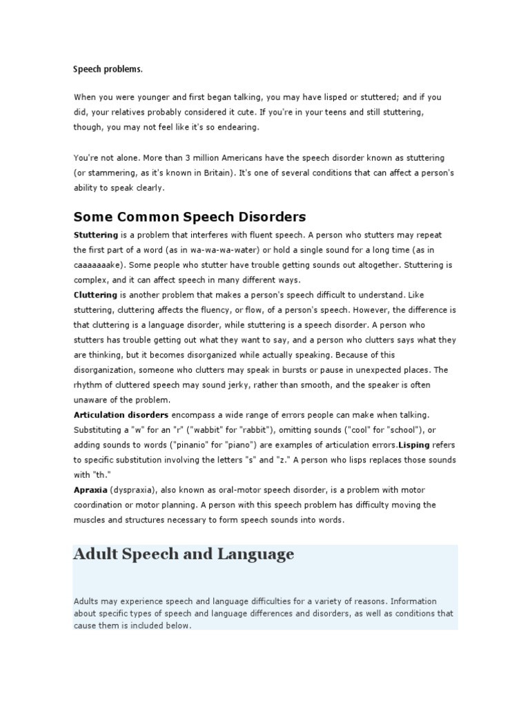 Speech Problems. | Stuttering | Speech Language Pathology