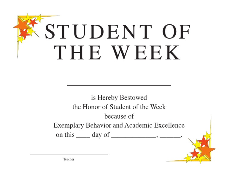 Student of the Week Award Template | PDF