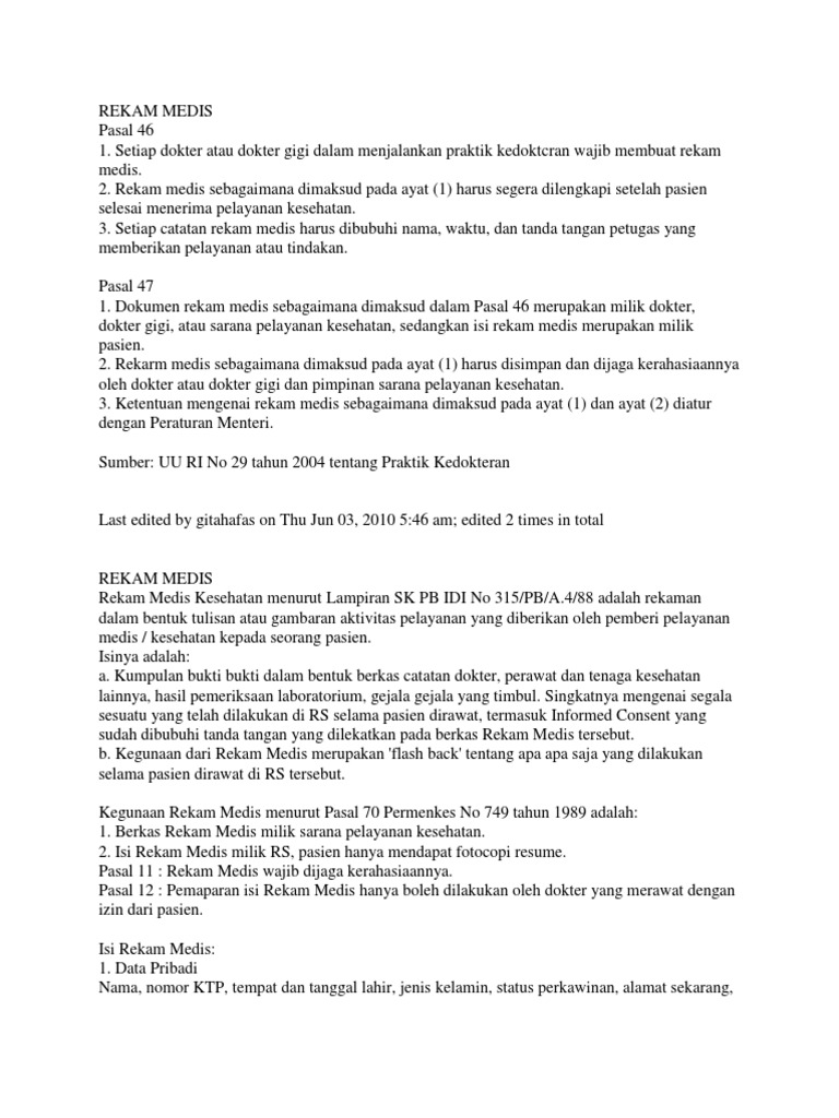 Rekam Medis | PDF | Pengembangan Diri | Kesehatan Holistik