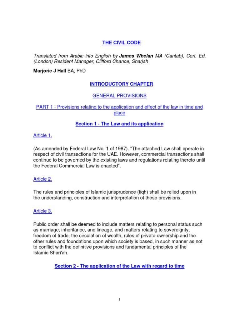 Uae Civil Code English Translation | Download Free PDF | Law Of Agency ...