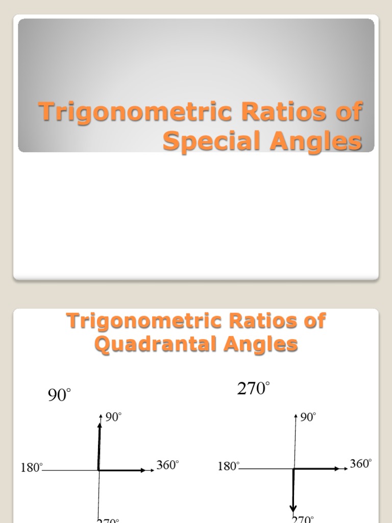 Trigonometric Ratios of Special Angles | PDF