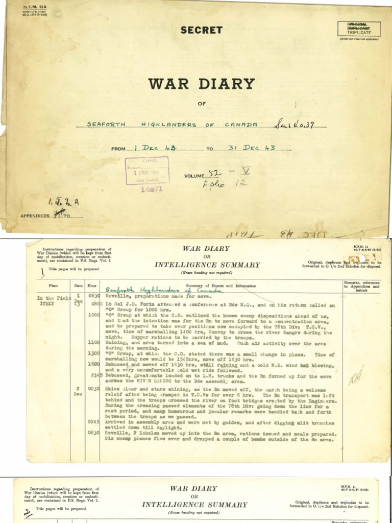 52. War Diary December 1943 (all).pdf | Warfare | Military Science