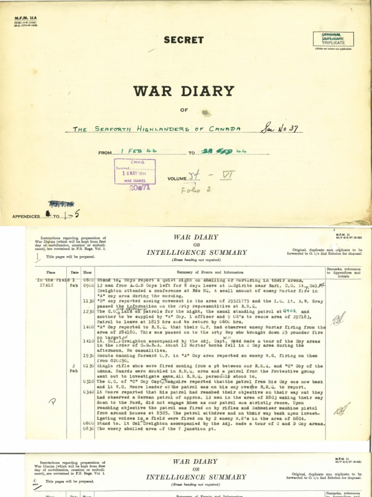54. War Diary February 1944 (all).pdf | Military Science | Military ...