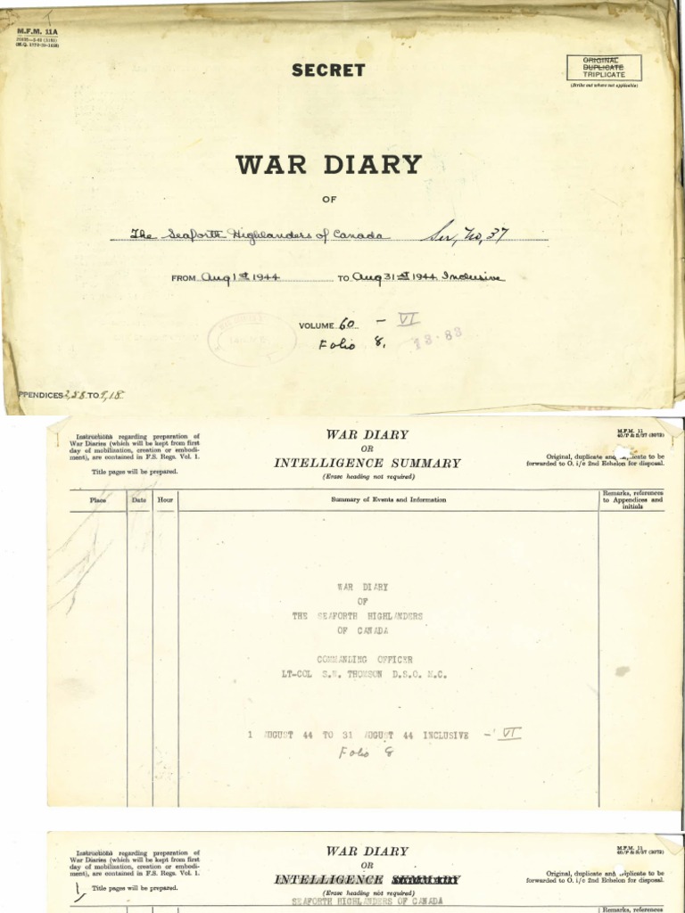 War Diary - August 1944 (All) PDF | PDF | Military Science | Military ...