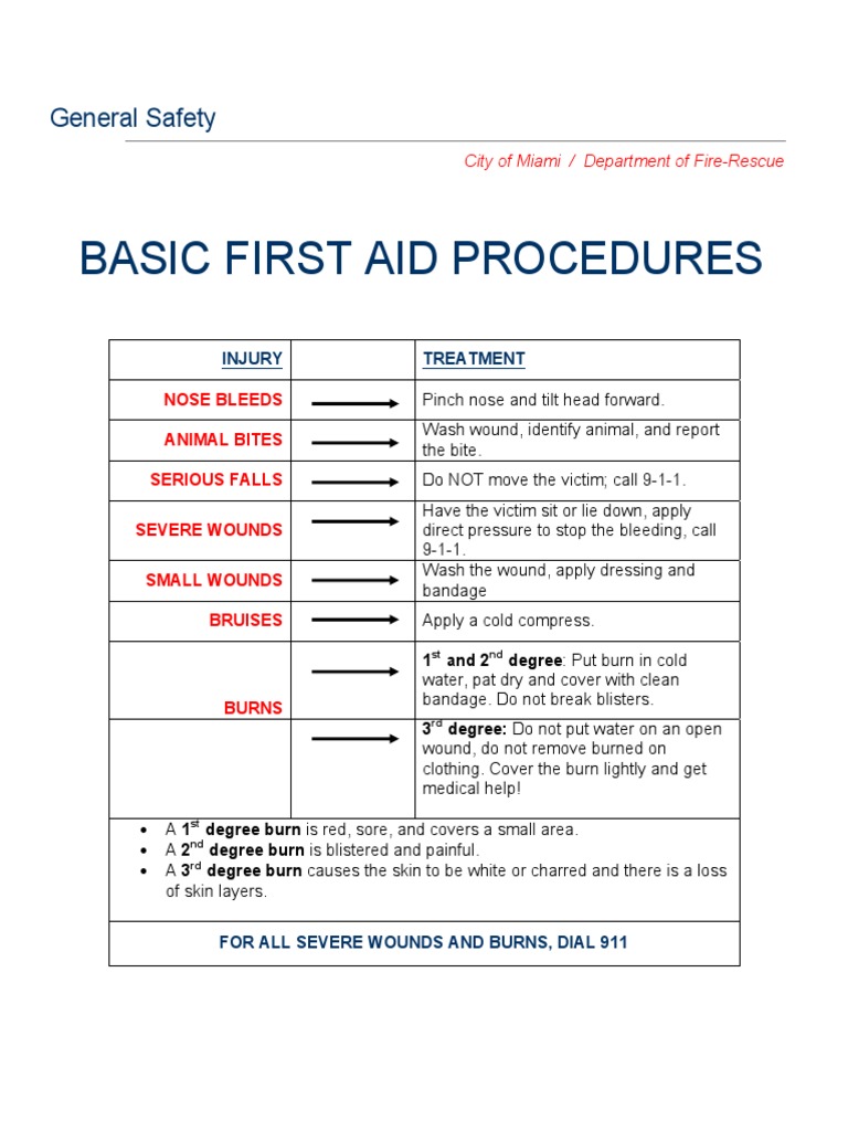 Basic First Aid Procedures: General Safety | PDF