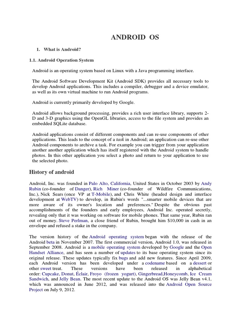 Android Os: 1. What Is Android? 1.1. Android Operation System | PDF ...