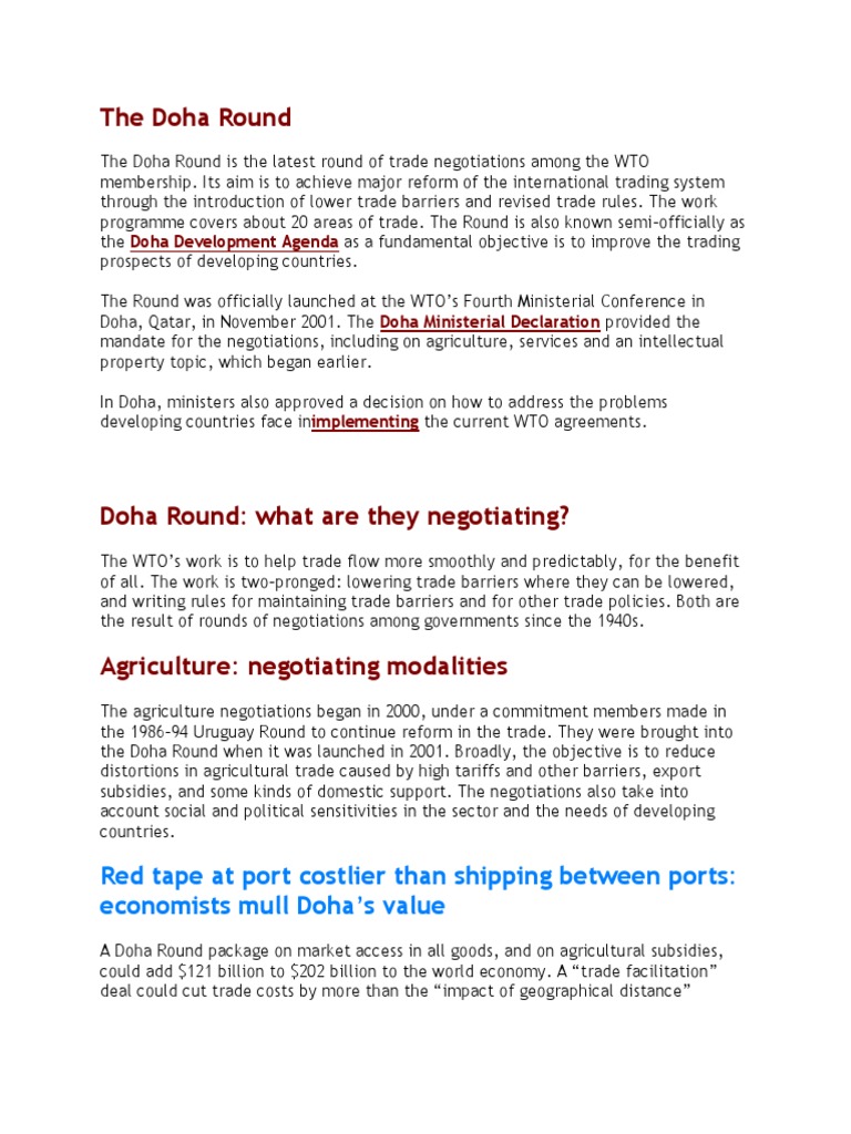 The Doha Round | PDF | Doha Development Round | Market Access