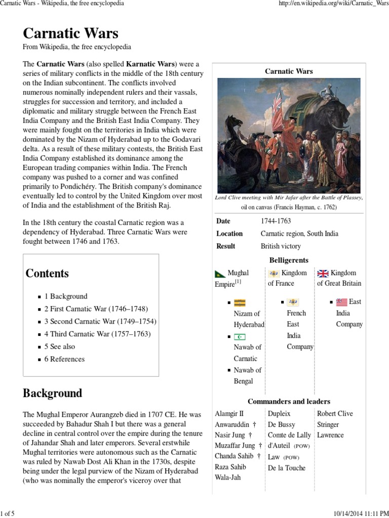 Overview of the Carnatic Wars | PDF | Unrest | Violence