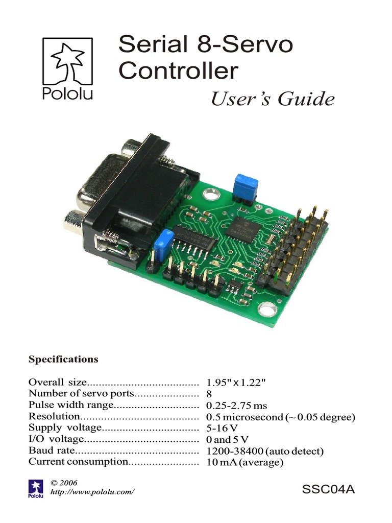 Serial 8-Servo Controller: User's Guide | PDF | Byte | Servomechanism
