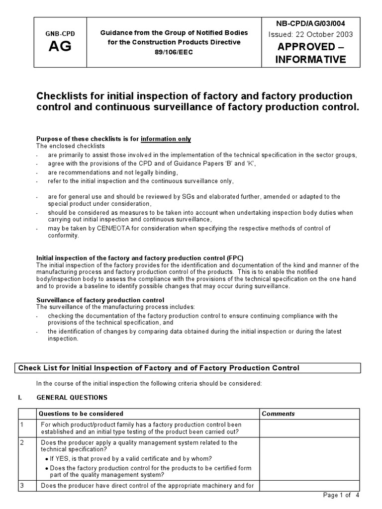 Guidelines for Initial Inspection and Continuous Surveillance of ...