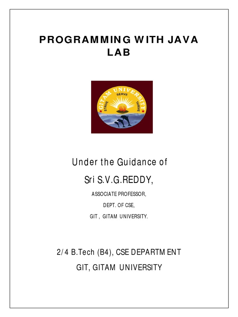 Java Programming Lab Manual Pdf Java Programming Language