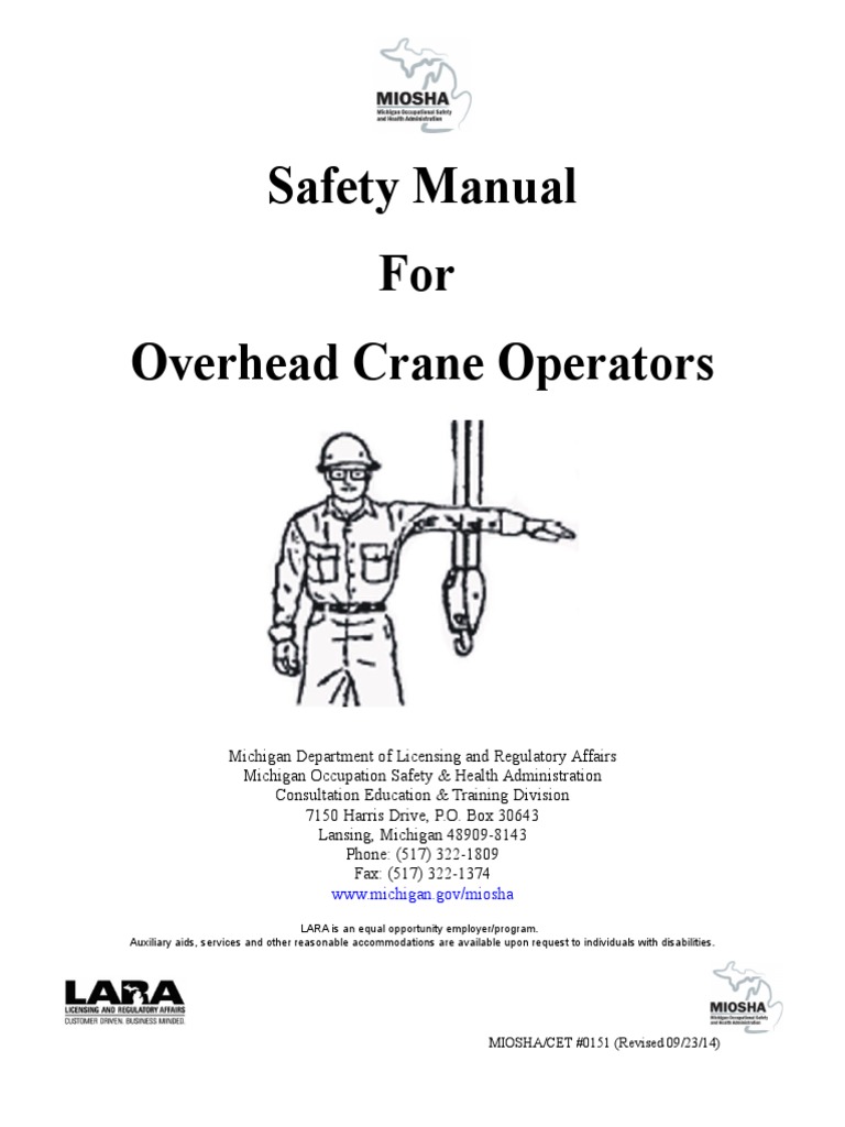 Safety Manual For Overhead Crane Operators: WWW - Michigan.gov/miosha ...