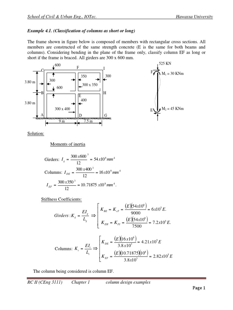 Column Design Examples EBCS | PDF | Bending | Structural Engineering