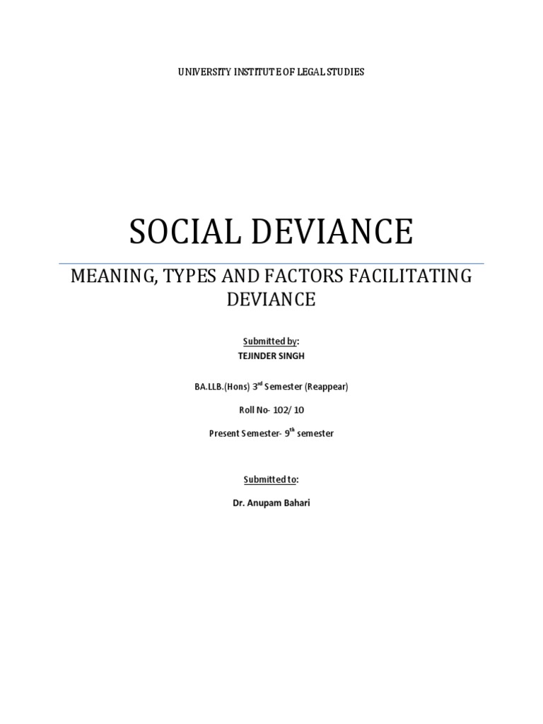 Social Deviance | PDF | Deviance (Sociology) | Morality