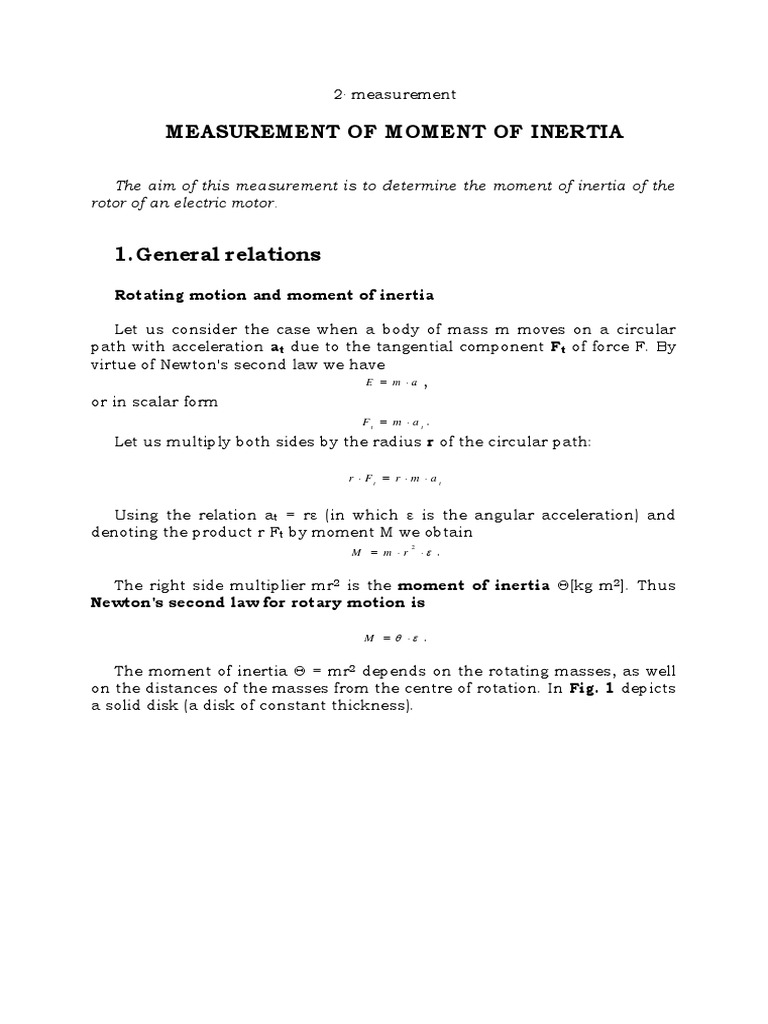 Measuring the Moment of Inertia of an Electric Motor Rotor Using the Periodic Oscillation of a ...