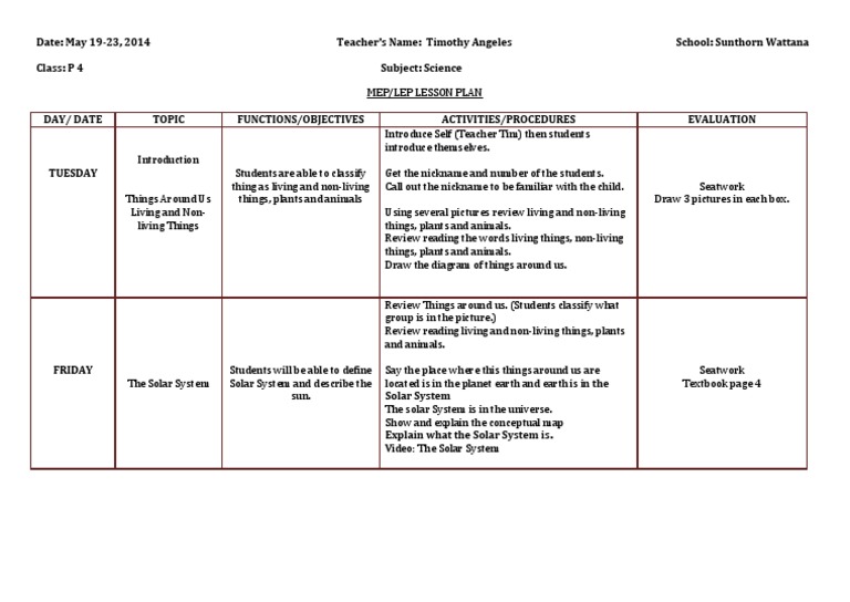 Science Lesson Plan: Living vs. Non-Living | PDF | Science & Mathematics