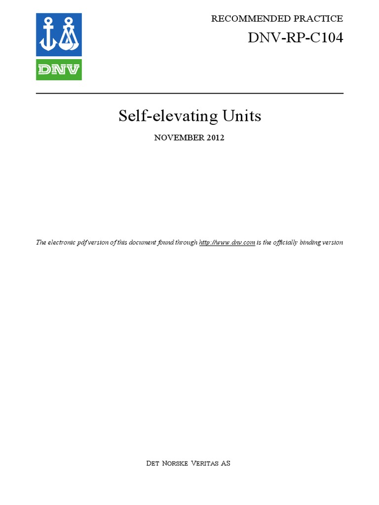 Self-Elevating Units: DNV-RP-C104 | PDF | Drag (Physics) | Waves