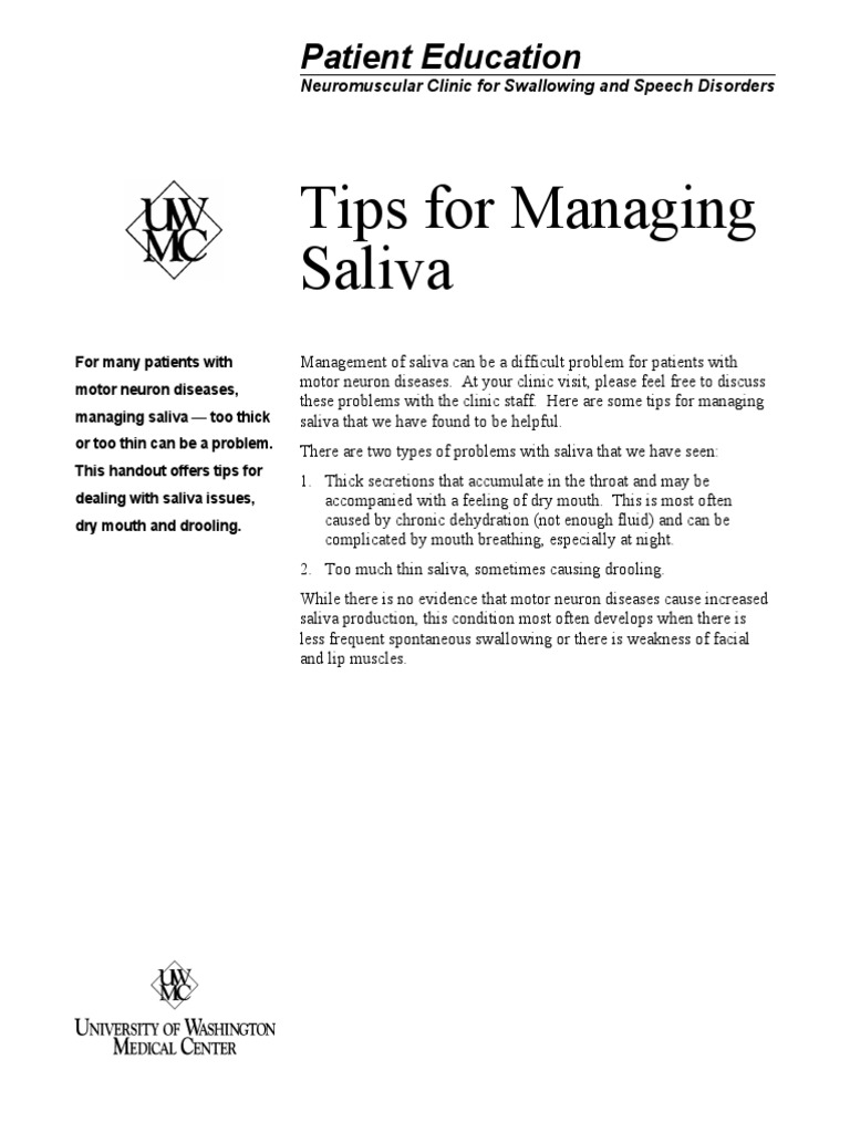 Tips For Managing Saliva: Patient Education | PDF | Saliva ...