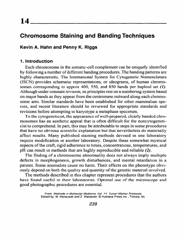 Chromosome Staining and Banding Techniques | PDF | Cytogenetics | Chemistry