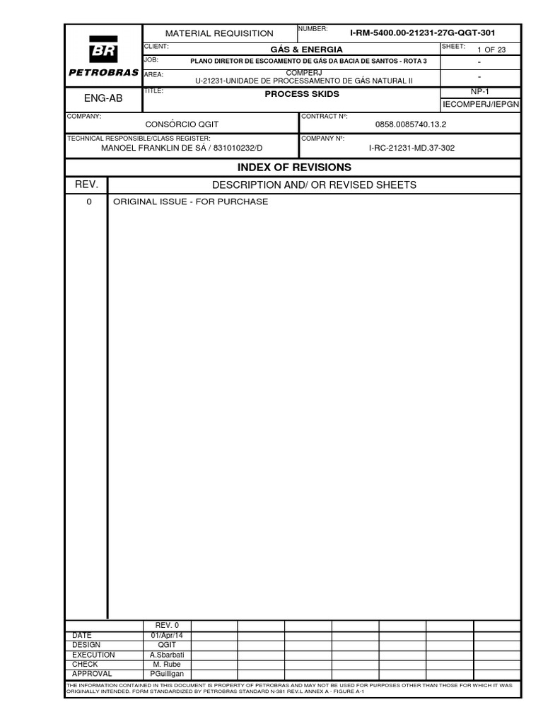 Index of Revisions: Material Requisition | PDF | Pipe (Fluid Conveyance ...