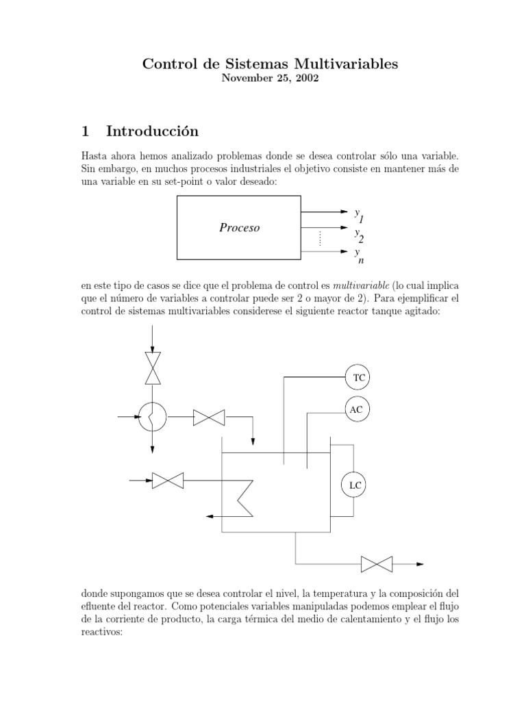 Control de Sistemas Multivariables | PDF | Matriz (Matemáticas) | Álgebra