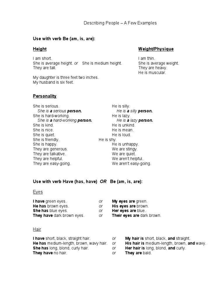 Describing People | PDF