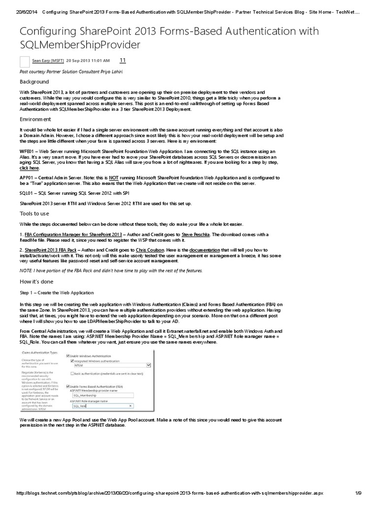 Configuring SharePoint 2013 Forms-Based Authentication With SQLMemberShipProvider - Partner ...
