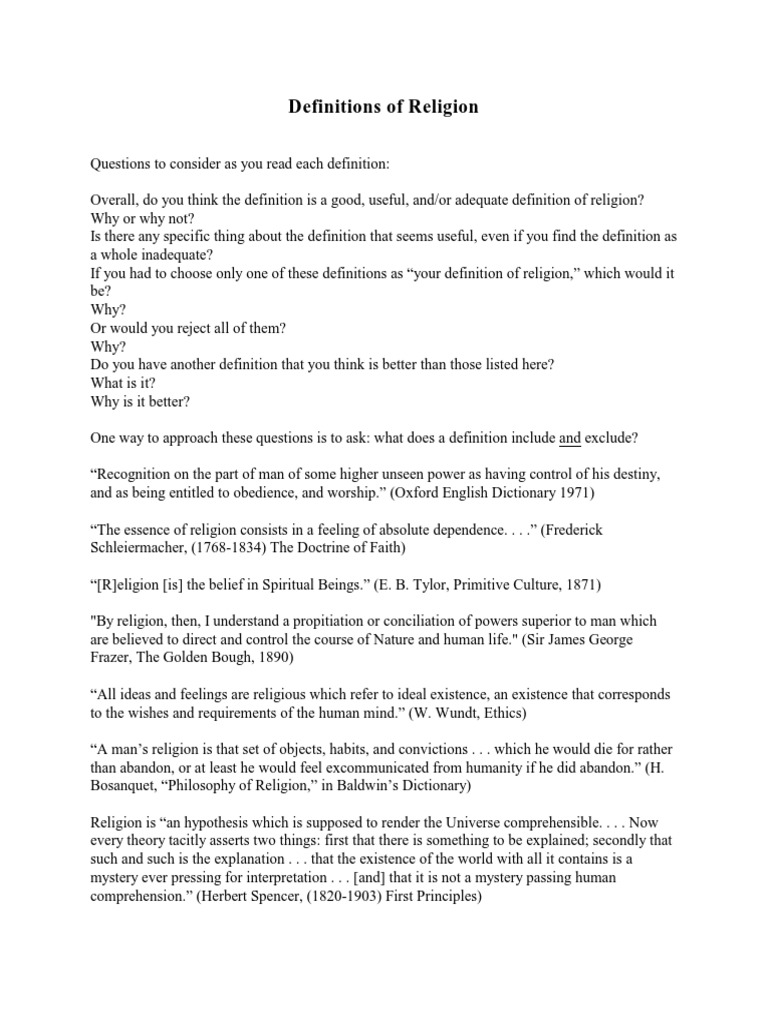 Definition of Religion | PDF | Spirituality | Rituals