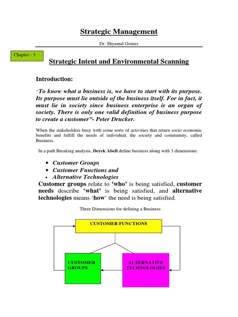 CH 3 Stra Intent | PDF | Strategic Management | Goal