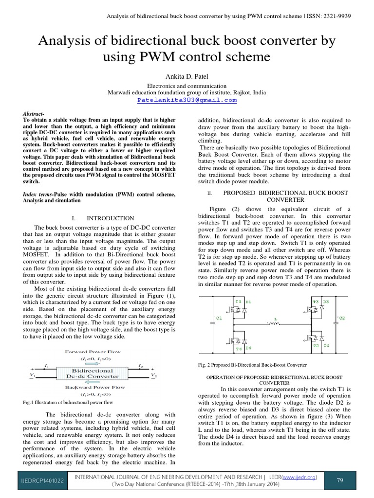 Analysis of a Bidirectional Buck Boost Converter Using PWM Control Scheme Through Simulation ...