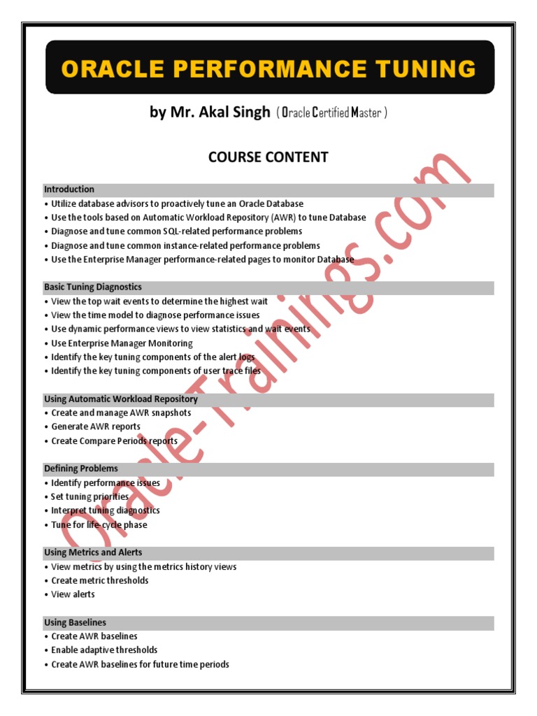 Performance Tuning Brochure W | PDF | Sql | Cache (Computing)