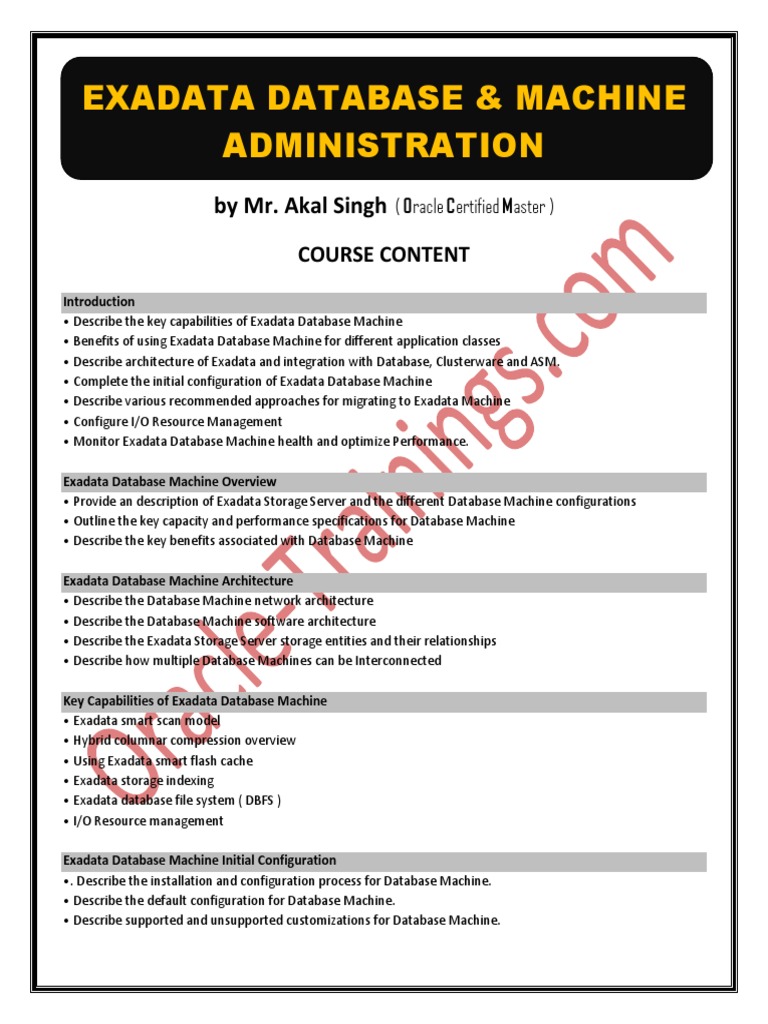 Exadata Database & Machine Administration: by Mr. Akal Singh | Download Free PDF | Information ...